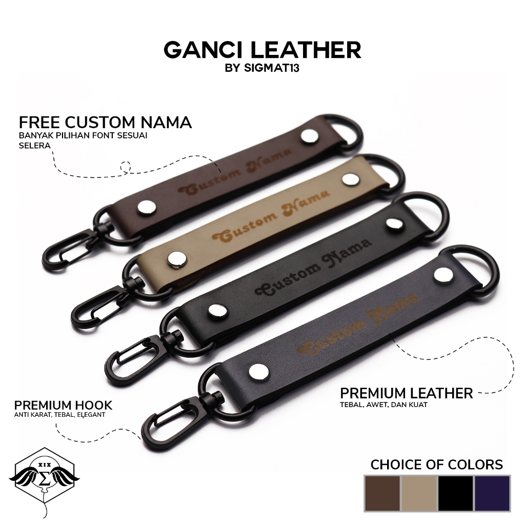 Jual Keychain Leather Standard - Gantungan Kunci Kulit Custom Nama ...