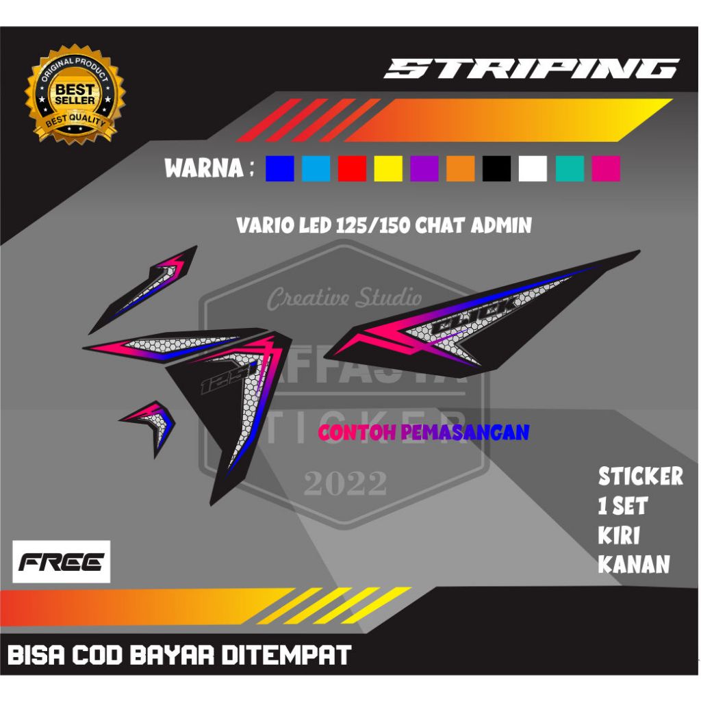Jual COD-STRIPING VARIASI HONDA vario led 125/150 lis elegan nama click ...