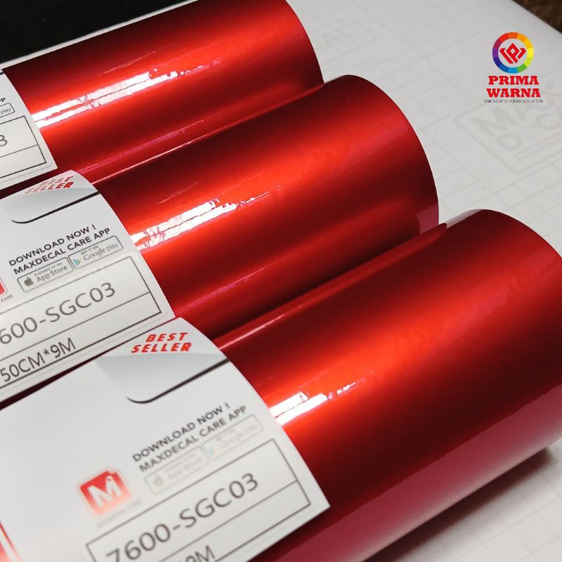 Jual MAXDECAL 7600 SGC03 RED Super Glossy Candy Metallic Merah Sticker ...