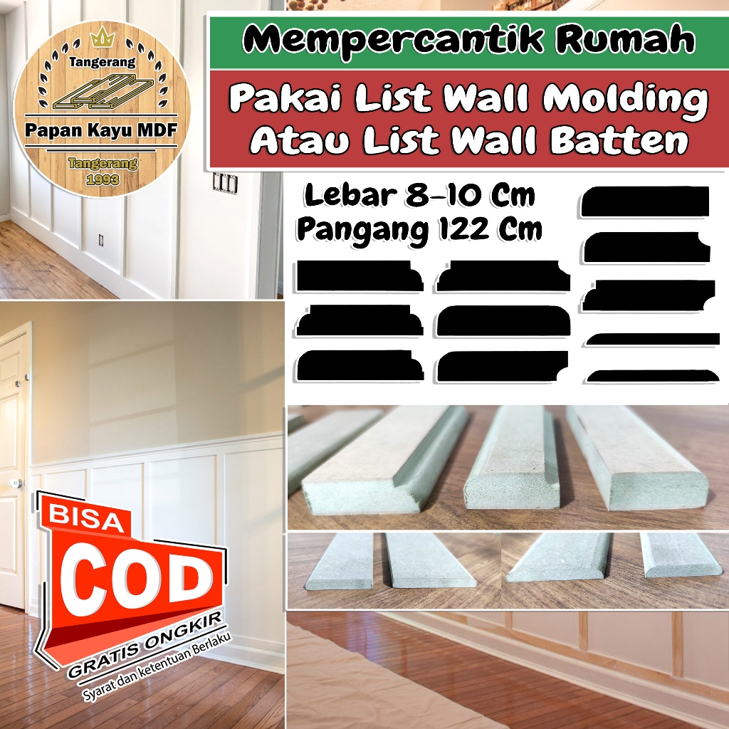Jual Profil List Kayu Wall Moulding Dinding Lebar 8 - 10 Cm HMR HIJAU ...