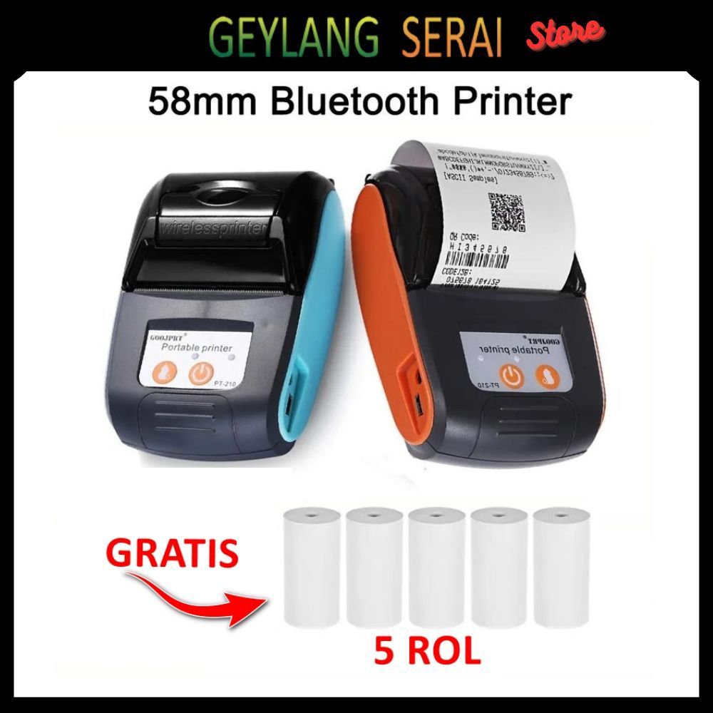 Jual GOOJPRT POS Bluetooth Thermal Receipt Printer 58mm - JP-PT210 - Black/Orange | Shopee Indonesia