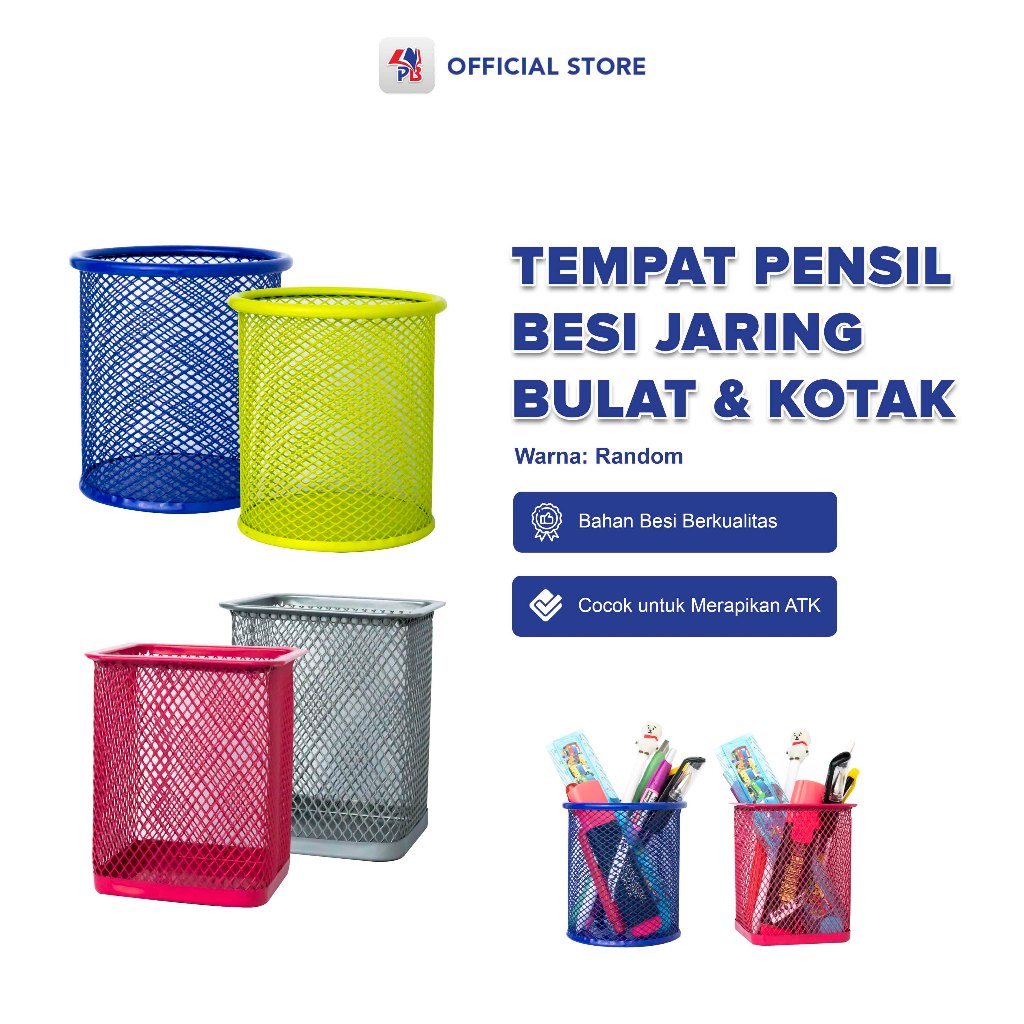 Jual Tempat Pensil / Kotak Pensil Pulpen Bolpoin ATK Pen Holder Besi ...