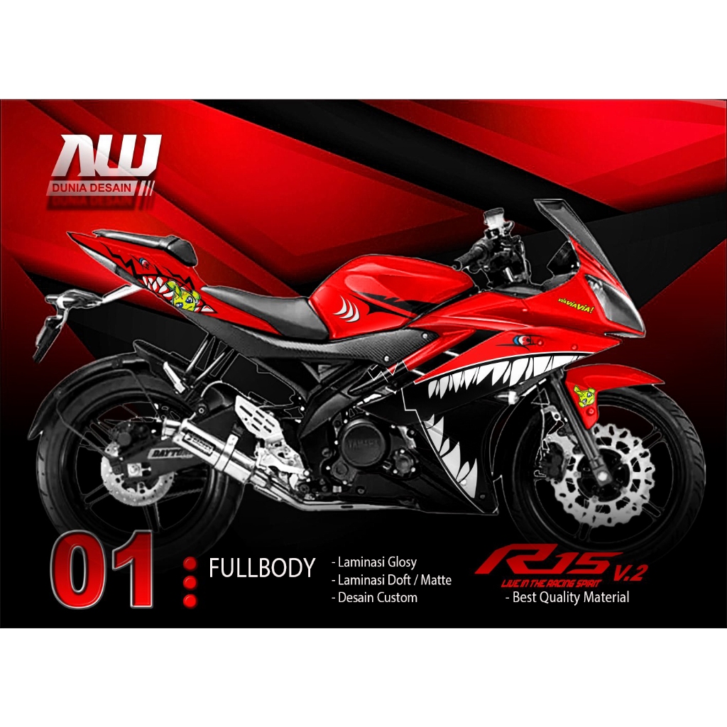 Jual Sticker Decal R15 v2 01 Red, Stiker R15 v2 | Shopee Indonesia