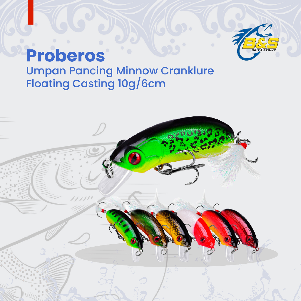 Jual PROBEROS Minnow crank lure floating 10g/6cm umpan pancing casting ...