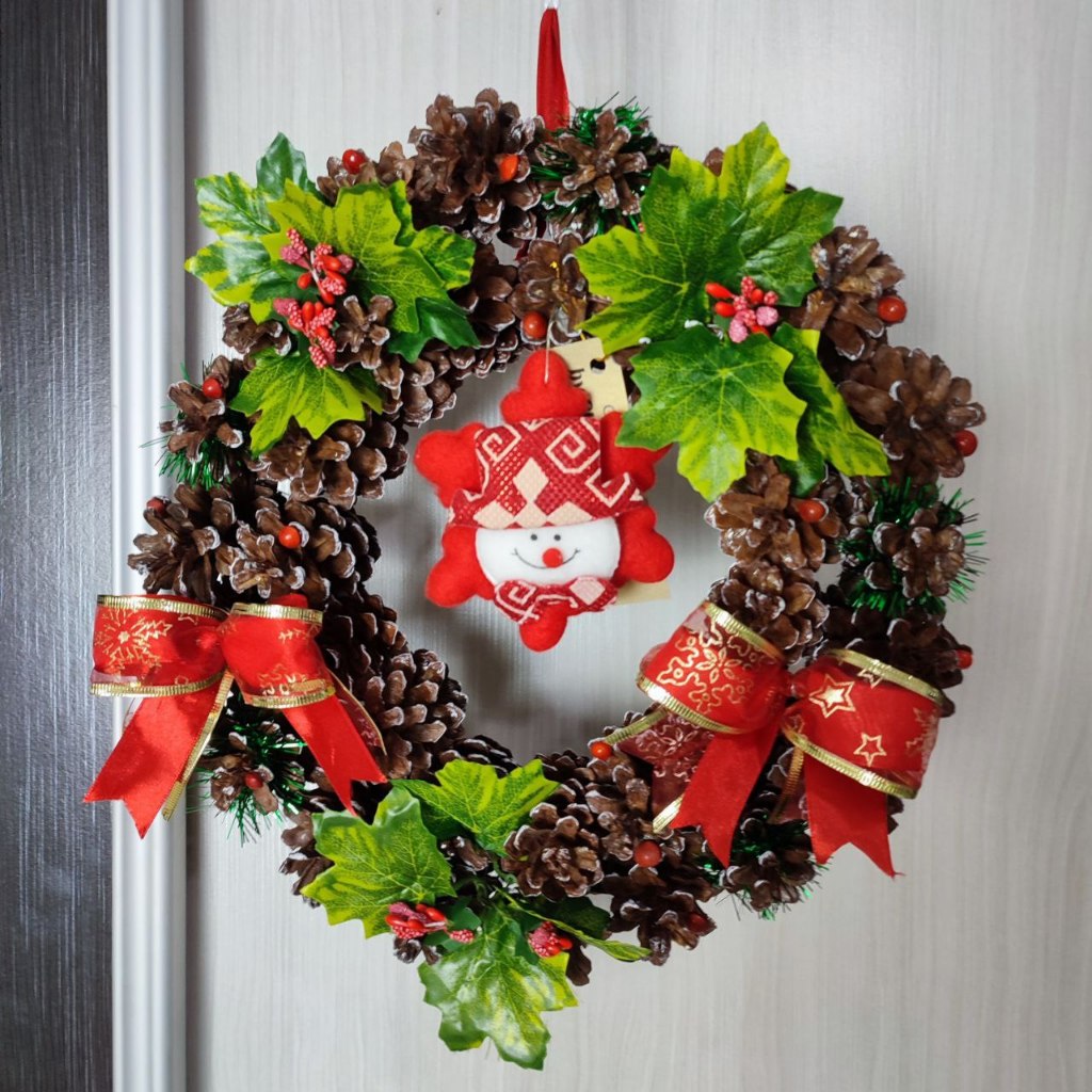 Jual Hiasan natal pintu Christmas Krans / Christmas Wreath 30 cm ...