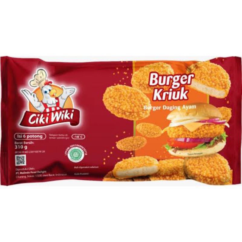 Jual Ciki Wiki Burger Ayam Kriuk isi 6 310 gr (Frozen Food) | Shopee ...