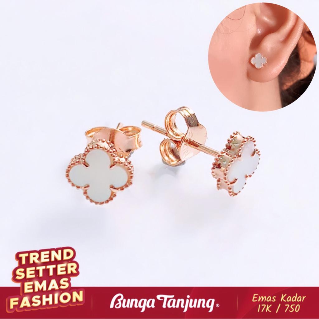 Jual ANTING TINDIK CLOVER THIN - EMAS 17K - BUNGA TANJUNG GOLD | Shopee ...