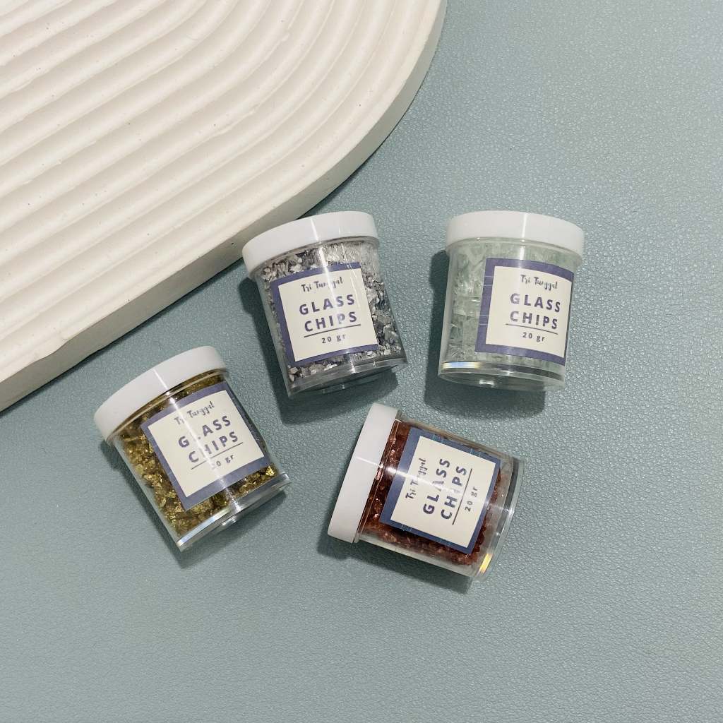 Jual Pecahan Batu Warna Warni 20gram Glass Chips Rose Gold Flakes ...