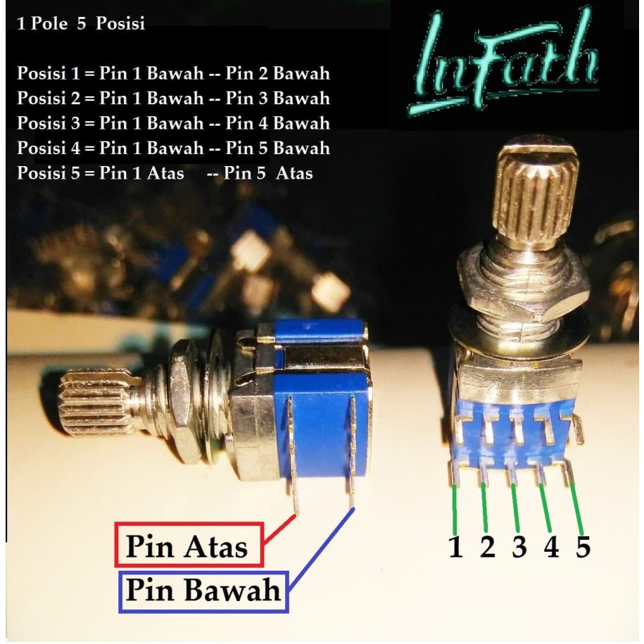 Jual InFath - Rotary band switch 2P2T 2P3T 2P4T 1P5TMini Kotak Band rotary switch saklar putar ...