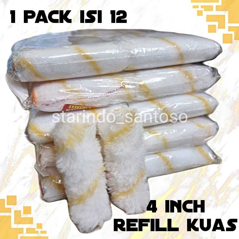 Jual 1 pack refill kuas roll 4inch bulu cat tembok dinding ukuran 4 ...