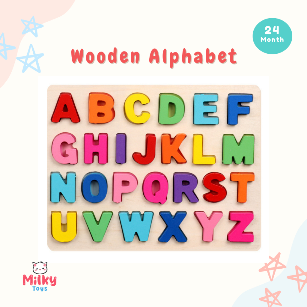 Jual MILKY Mainan anak wooden alphabet puzzle kayu edukasi | Shopee ...