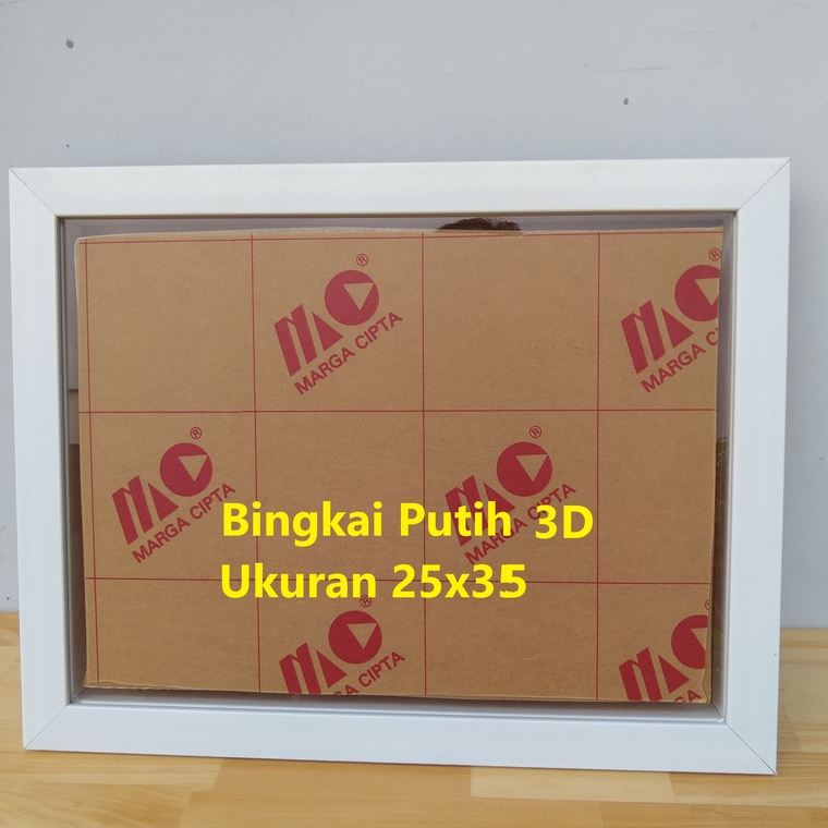 Jual Pigura/Frame Mahar/Bingkai 3D Putih ukuran 25X35 cm + Kaca akrilik ...