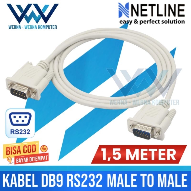 Jual KABEL SERIAL DB9 RS232 MALE TO MALE 1,5 METER NETLINE | Shopee Indonesia