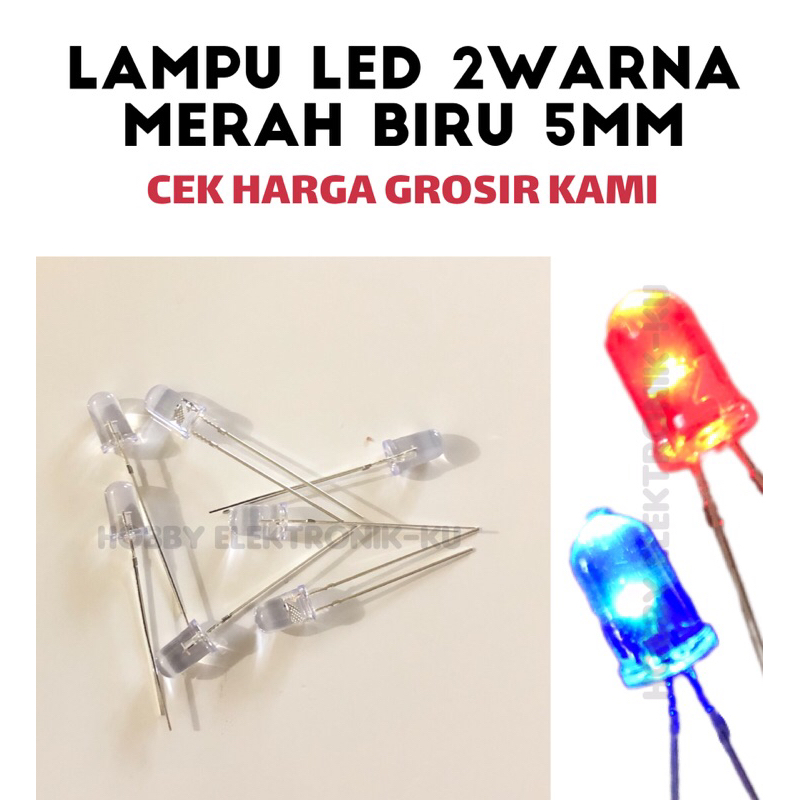 Jual LAMPU LED 2 WARNA MERAH BIRU 5MM (HARGA PER 20PCS) | Shopee Indonesia
