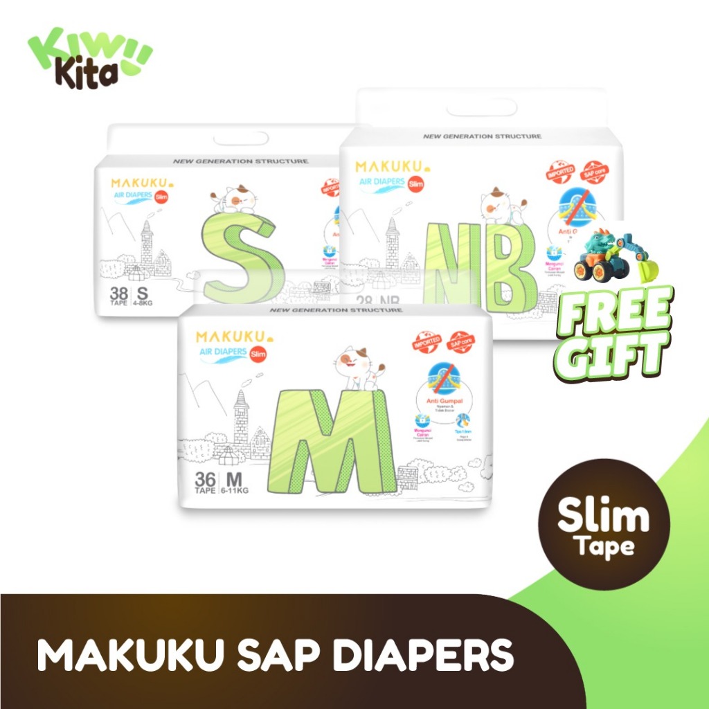 Jual Makuku SAP Diapers Slim Tape S 38 Popok Bayi Tipis Cepat Kering ...
