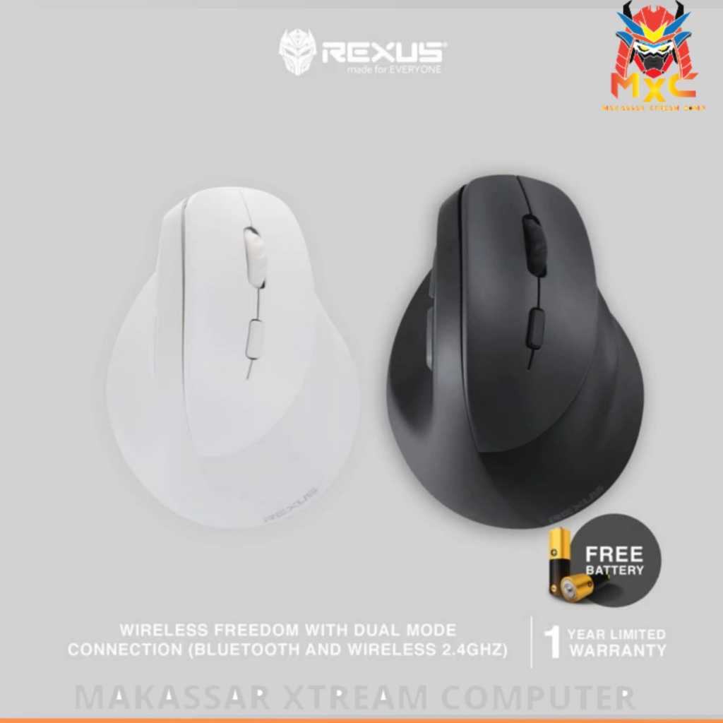 Jual Rexus Mouse Vertical Wireless Clif dual mode bluetooth wireless 2 ...