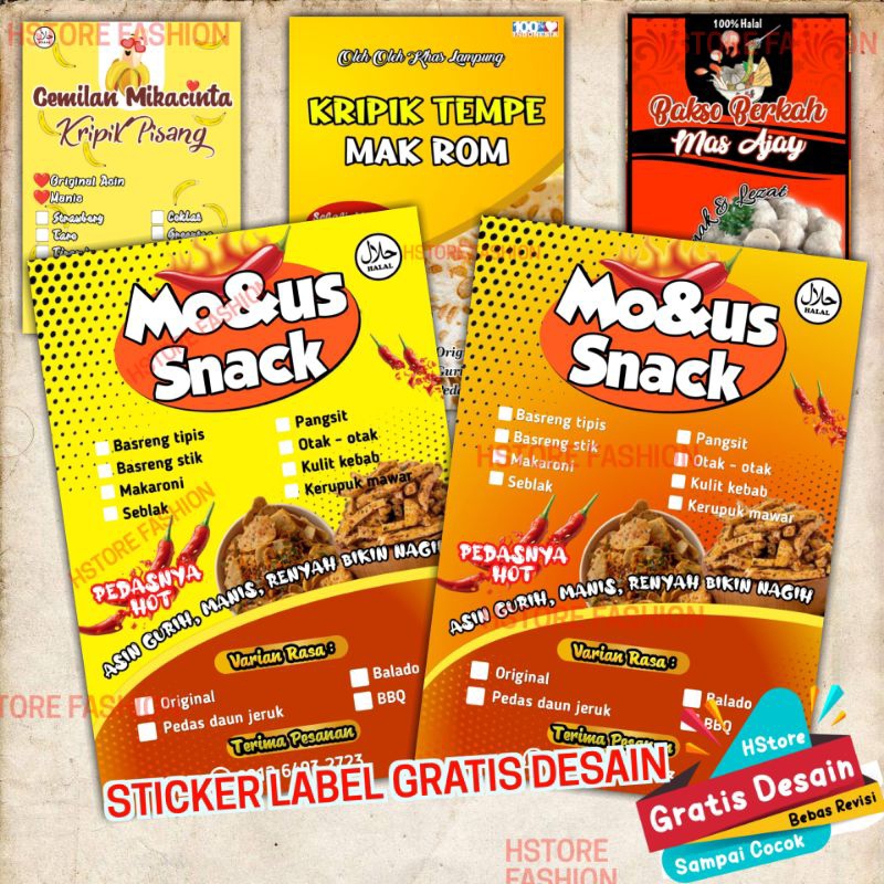 Jual Cetak Sticker Label Stiker Cemilan Sticker Snack Free Design ...