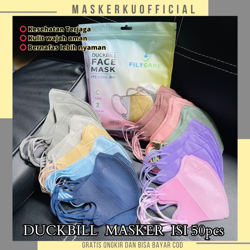 Jual MASKER DUCKBILL MOUSON HITAM PUTIH WARNA WARNI ISI 50 PCS ...