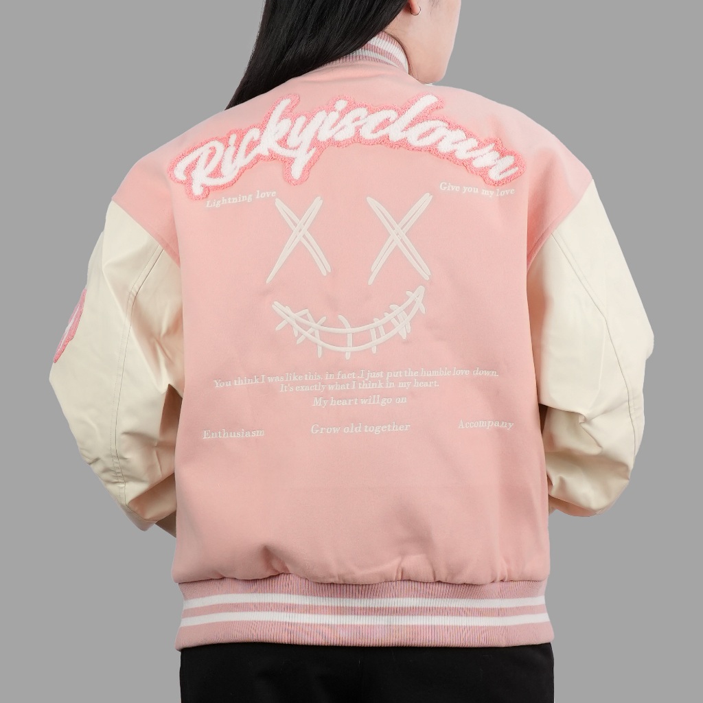 Jual RIC Ricky Is Clown Varsity Jacket Keep Staring Peach | Shopee ...