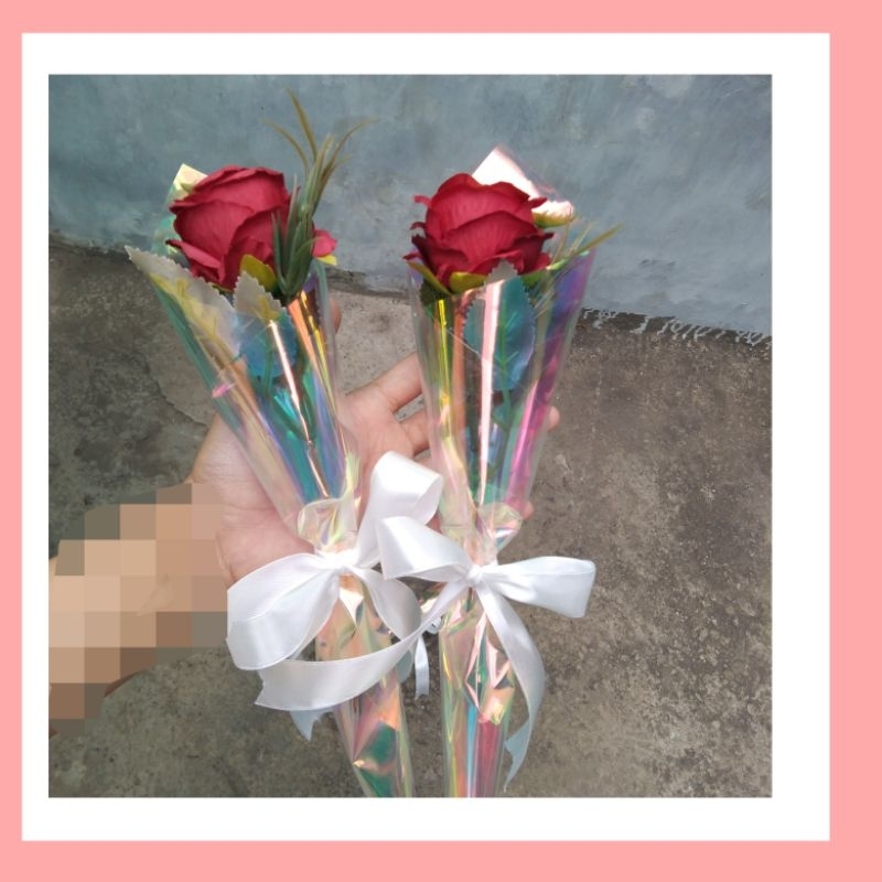 Jual single rose / mawar 1 tangkai / hologram / mawar palsu / buket ...