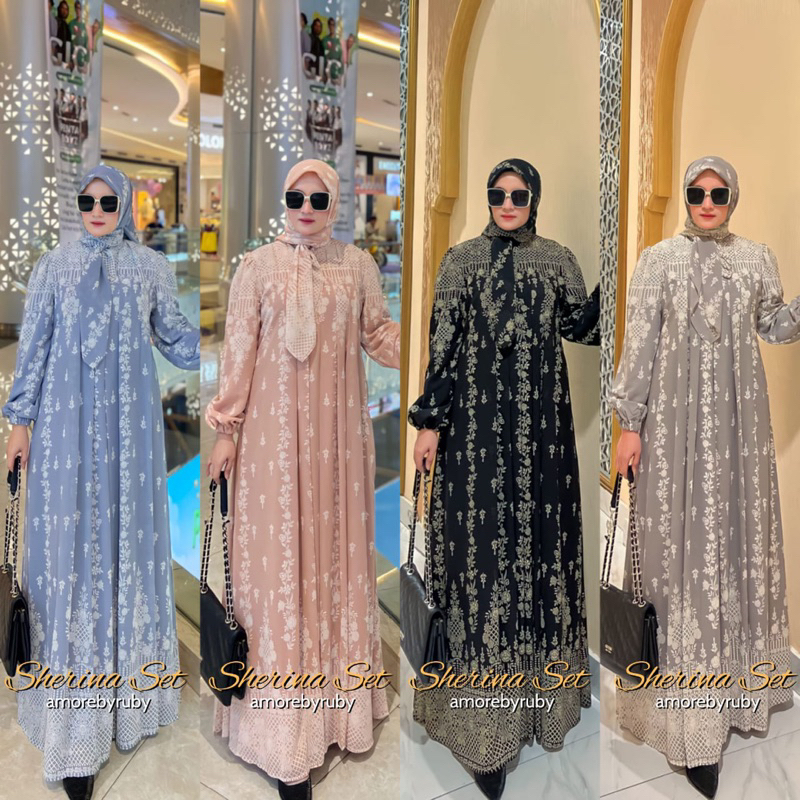 Jual SHERINA SET DRESS AMORE BY RUBY GAMIS SETELAN HIJAB BAHAN FULL ...