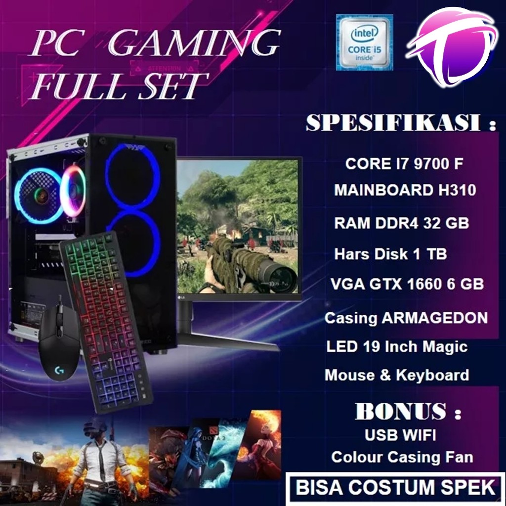 Jual Pc Komputer Rakitan Cpu Gaming Full Set Murah Core I7 9700F Fullset Spek Dewa | Shopee ...