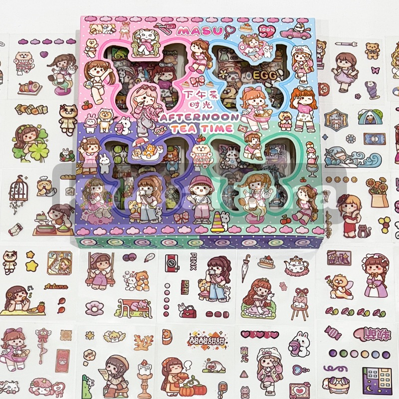 Jual ( KKM ) MASU Sticker Box Aesthetic Karakter Cewek Korea Waterproof ...