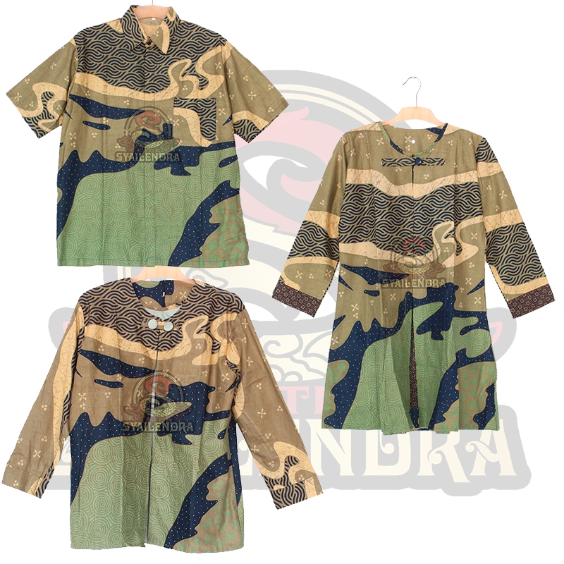 Jual BATIK SYAILENDRA TRUSMI Hem, Blouse, Tunik Wadasan Hijau Couple ...