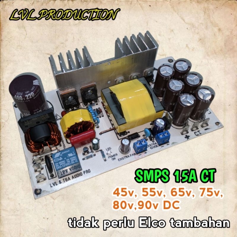 Jual Smps Hb 15A CT 45-85vdc 1500watt for audio 1.5kva Halfbridge Trafo/PSU/Power supply/suplai ...