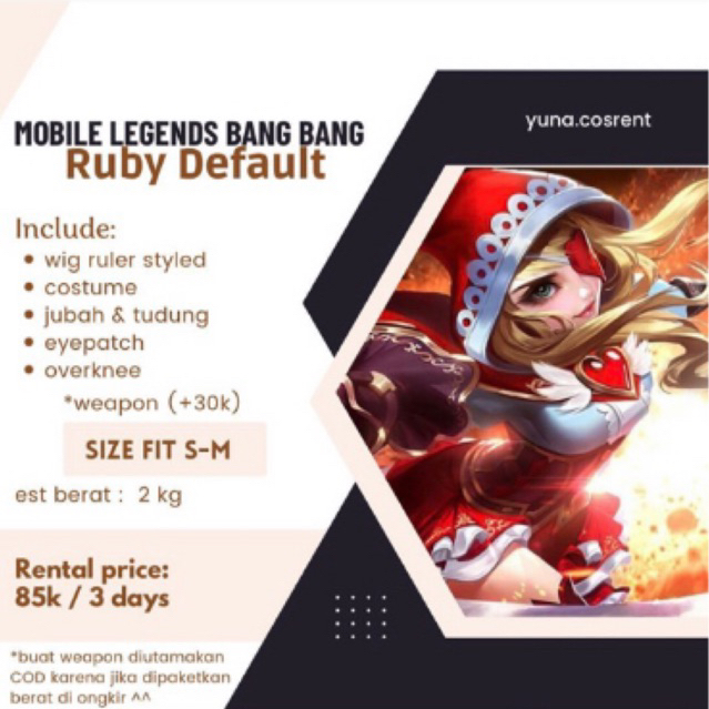 Jual Rental Costume Cosplay Ruby Default MLBB | Shopee Indonesia