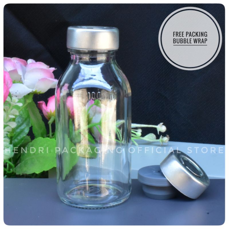 Jual Botol Kaca 100ml Tutup Karet Segel Aluminium | Shopee Indonesia