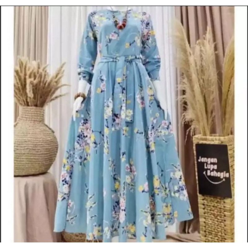 Jual BAJU MUSLIM BUNGA WANITA TERBARU// GAMIS BUNGA SAKIRA BANGKOK ...