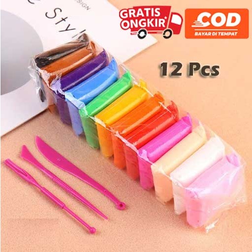 Jual Clay Polymer Mainan Anak (12 pcs) - Edukasi SLIME Clay Dough ...