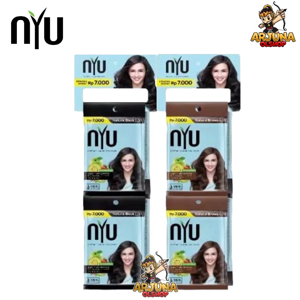 Jual Nyu Cream Hair Colour Semir Rambut Saset natural Black Brown ...