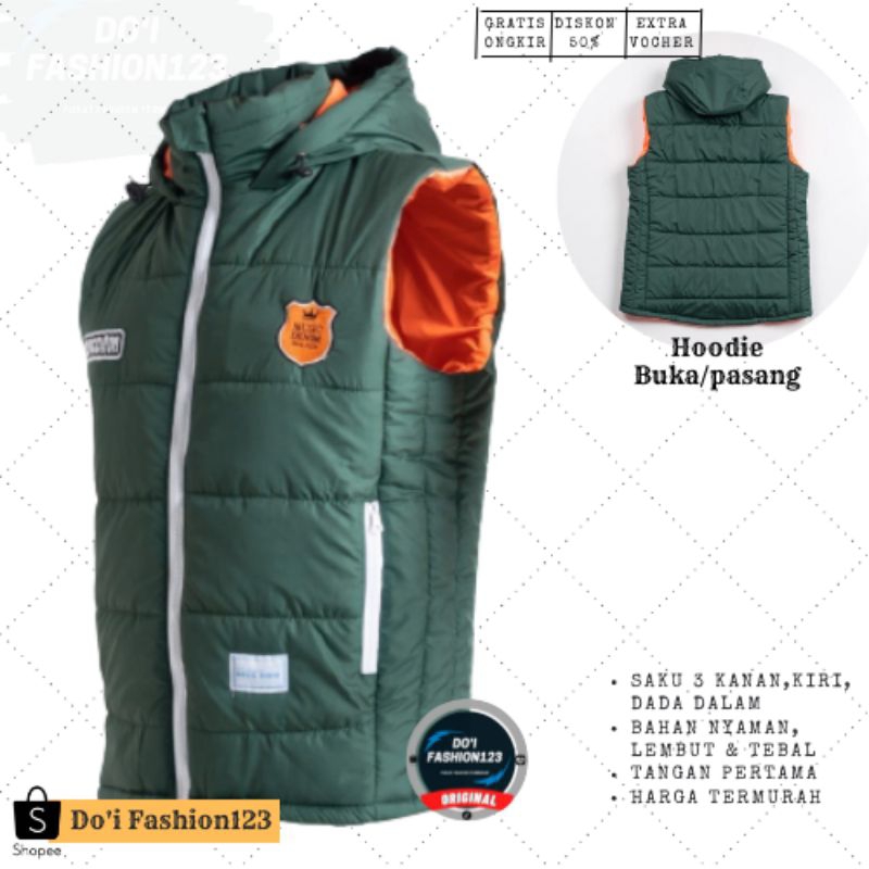 Jual ROMPI PARASUT PRIA LOGO BORDIR MUSIC DENIM / VEST puffer Outdoor ...