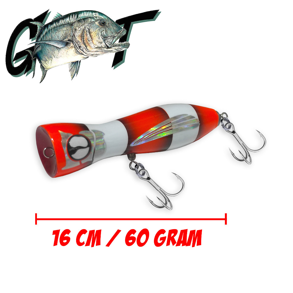 Jual Umpan Popper 30g 40g 60g 80g 100g Kayu Handmade Pancing Popping Casting Top Water GT Killer ...