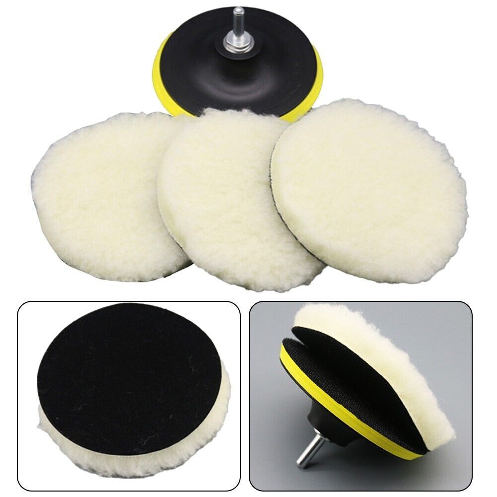 Jual wool poles velcro 4 inch set 5pcs polishing wool backing pad ...