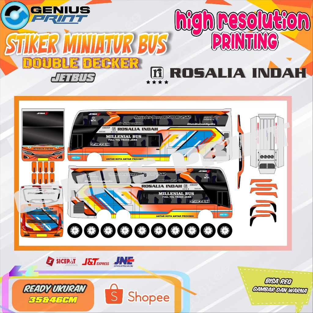 Jual Stiker A3 Miniatur Bus Double Decker JB3 Livery Gunug Harta ...