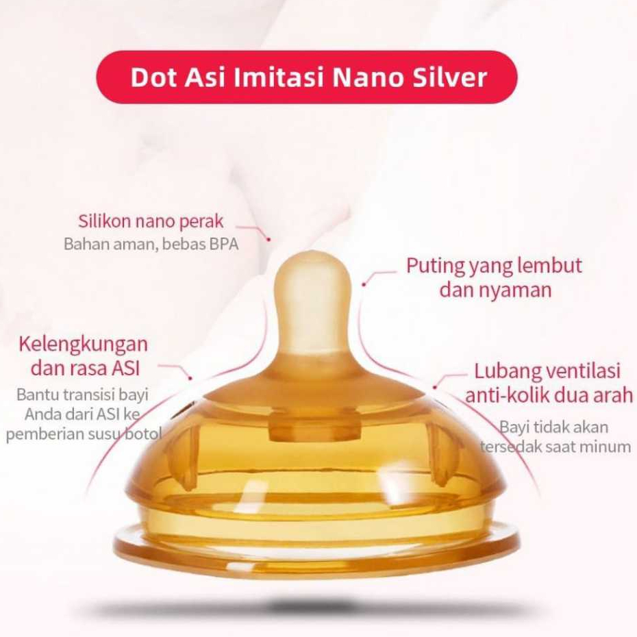 Jual MKR Dot Bayi Botol Susu Cocok Untuk 70MM Super Lebar Leher Puting Pupici Nano Perak Bahan ...