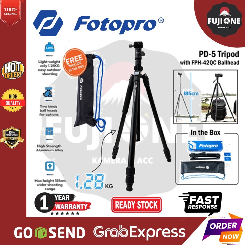 Jual Fotopro PD-5+ Aluminium Tripod with 42QC Ballhead Black+Grey PD 5 ...
