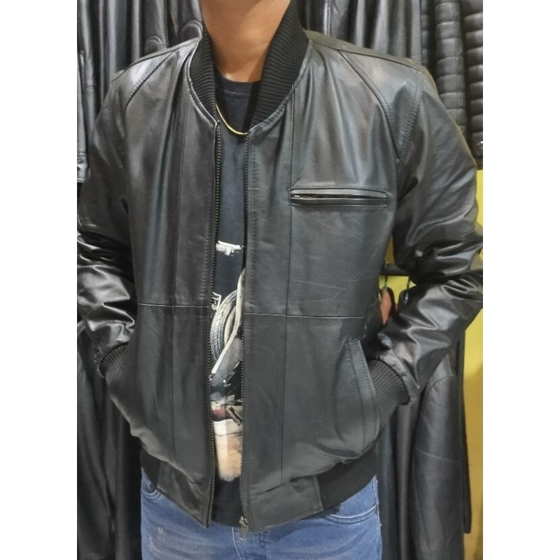 Jual jaket kulit asli model bomber/jaket kulit aril /jaket kulit keren ...
