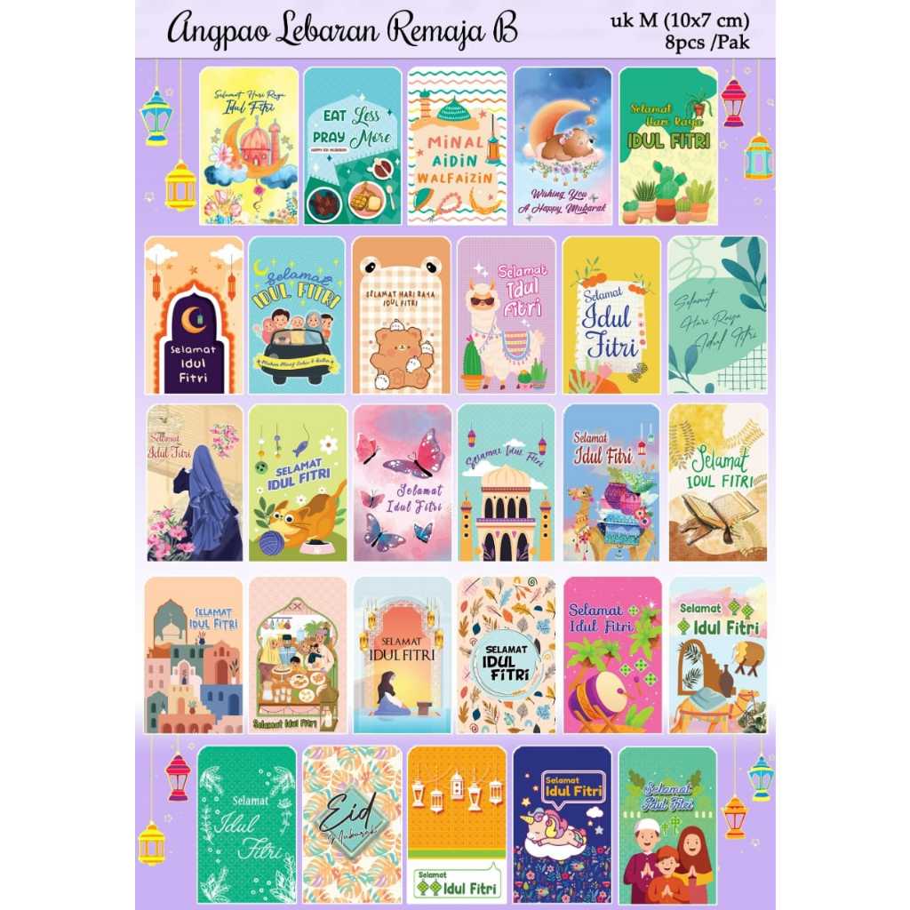 Jual BOOM PROMO 1pack isi 10/8 pcs motif KARAKTER AMPLOP LEBARAN 2024 ...