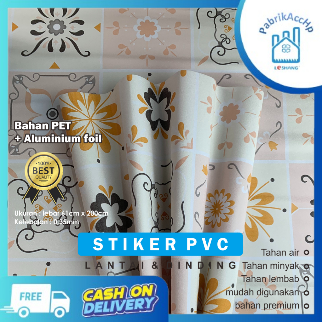 Jual Stiker Dinding Motif Cream Bunga/Walpaper Dinding/Stiker Lantai ...