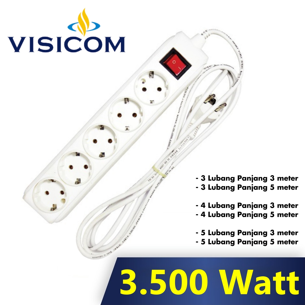 Jual Stop Kontak Visicom 3 4 5 Lubang 1,5 3 5 Meter Colokan Kabel Panjang | Shopee Indonesia