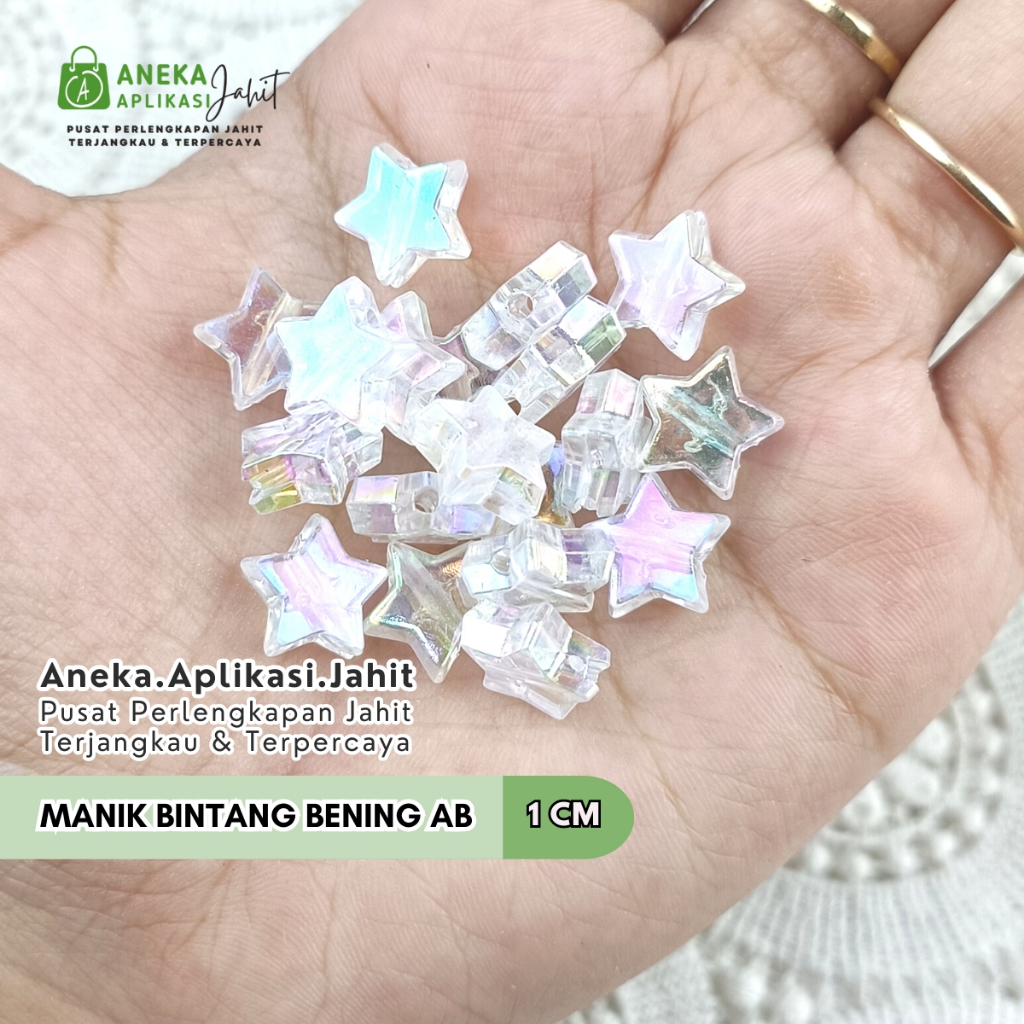 Jual 15 GRAM MANIK BINTANG PUTIH BENING AB / STAR BEADS 1 CM | Shopee ...