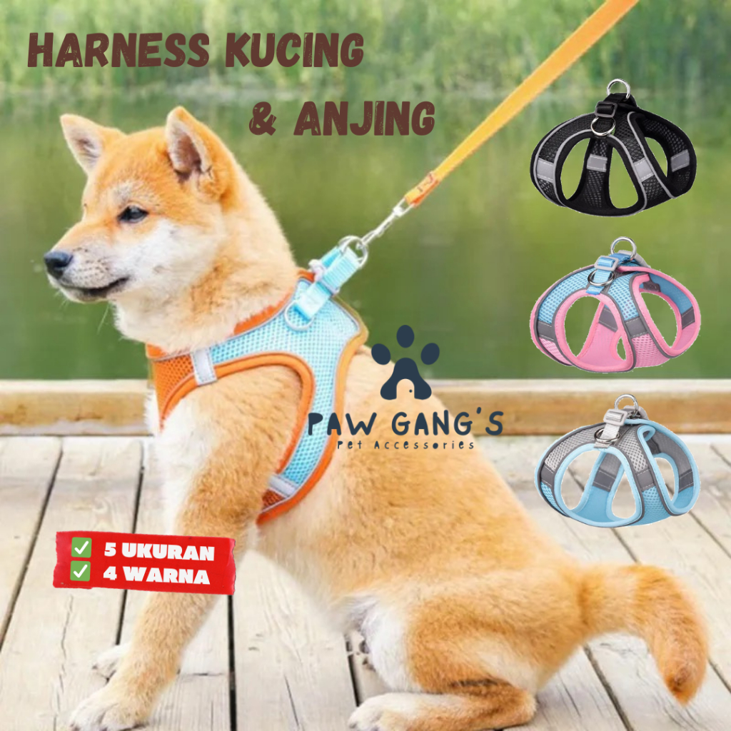 Jual Paw Gangs Harness Kucing Tali Tuntun Anjing Kecil Besar Harnes ...