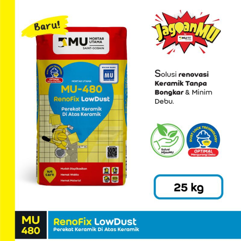 Jual Mortar Utama MU-480 LowDust Perekat Keramik Diatas Keramik 25 Kg ...