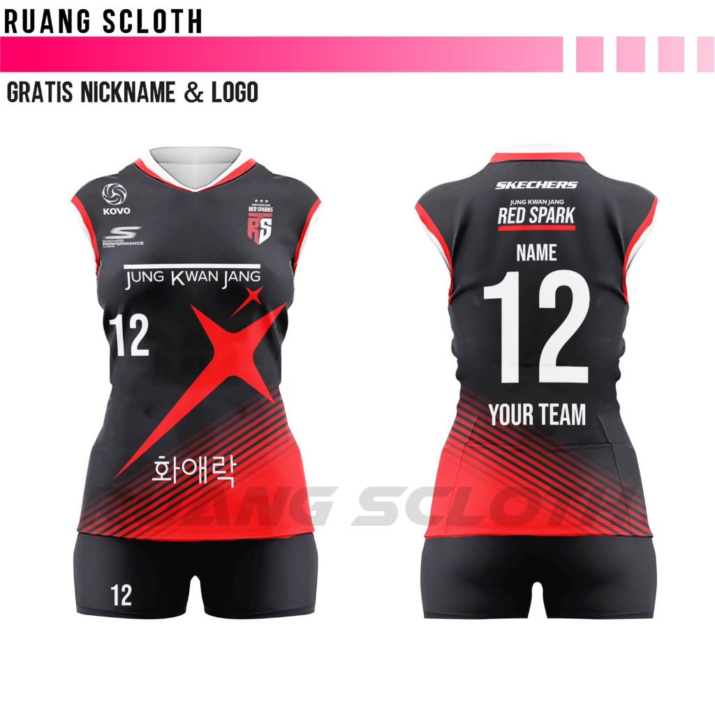 Jual Jersey Voli Wanita Red Spark Terbaru Gratis Pasang Nama dan Nomor Punggung | Shopee Indonesia