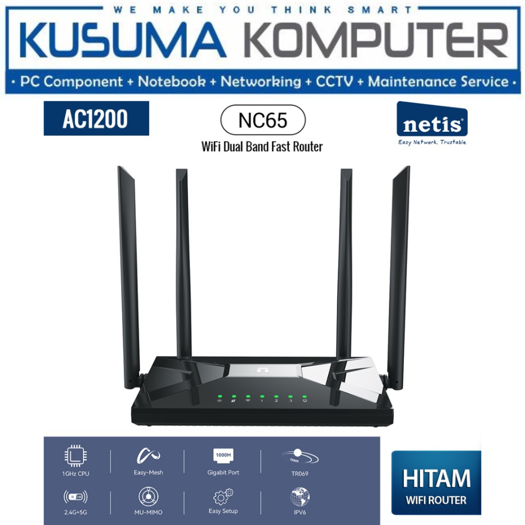 Jual NETIS NC65 AC1200 Wireless Dual Band Gigabit Router | Shopee Indonesia