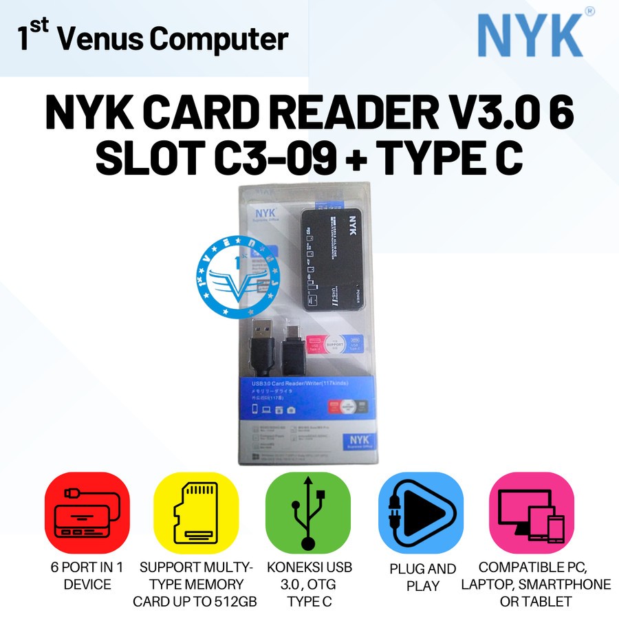 Jual CARD READER NYK C3-09 USB 3.0 6 SLOT + TYPE C / CRD02-NYK | Shopee ...